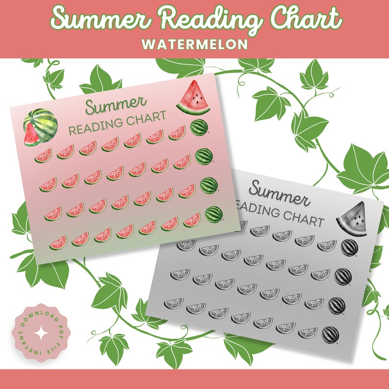 Summer Reading Chart for Kids, Summer Reading Log, Summer Reading Chart ...