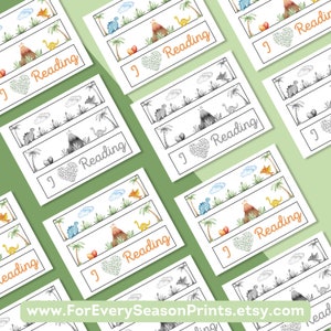 Dinosaur Printable Bookmarks for Kids: Reading Tracker (digital ...