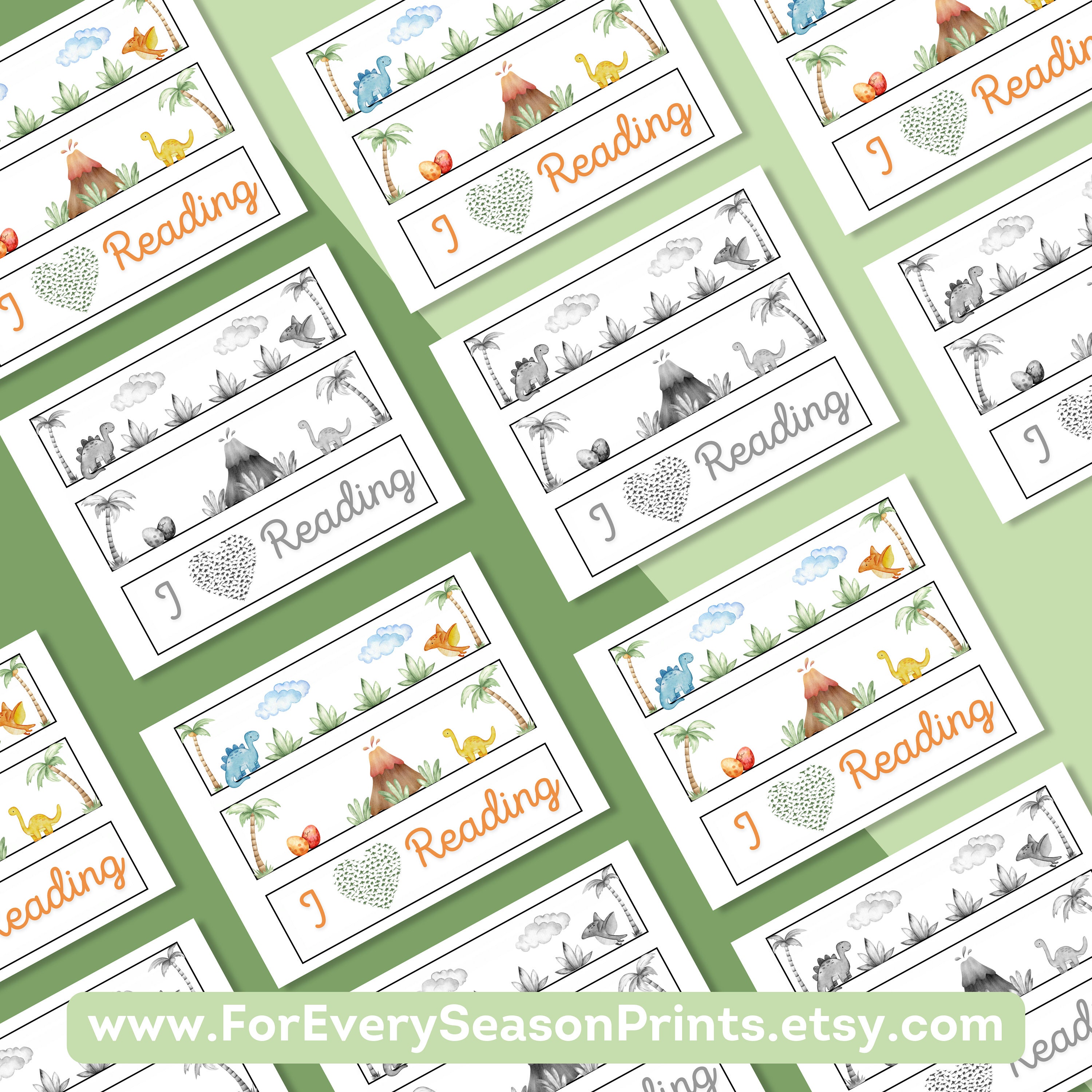 Dinosaur Printable Bookmarks for Kids: Reading Tracker (digital ...