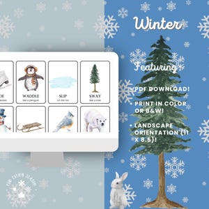 Movement Flash Cards, Winter Movement Cards, Flash Cards, Flash Cards ...