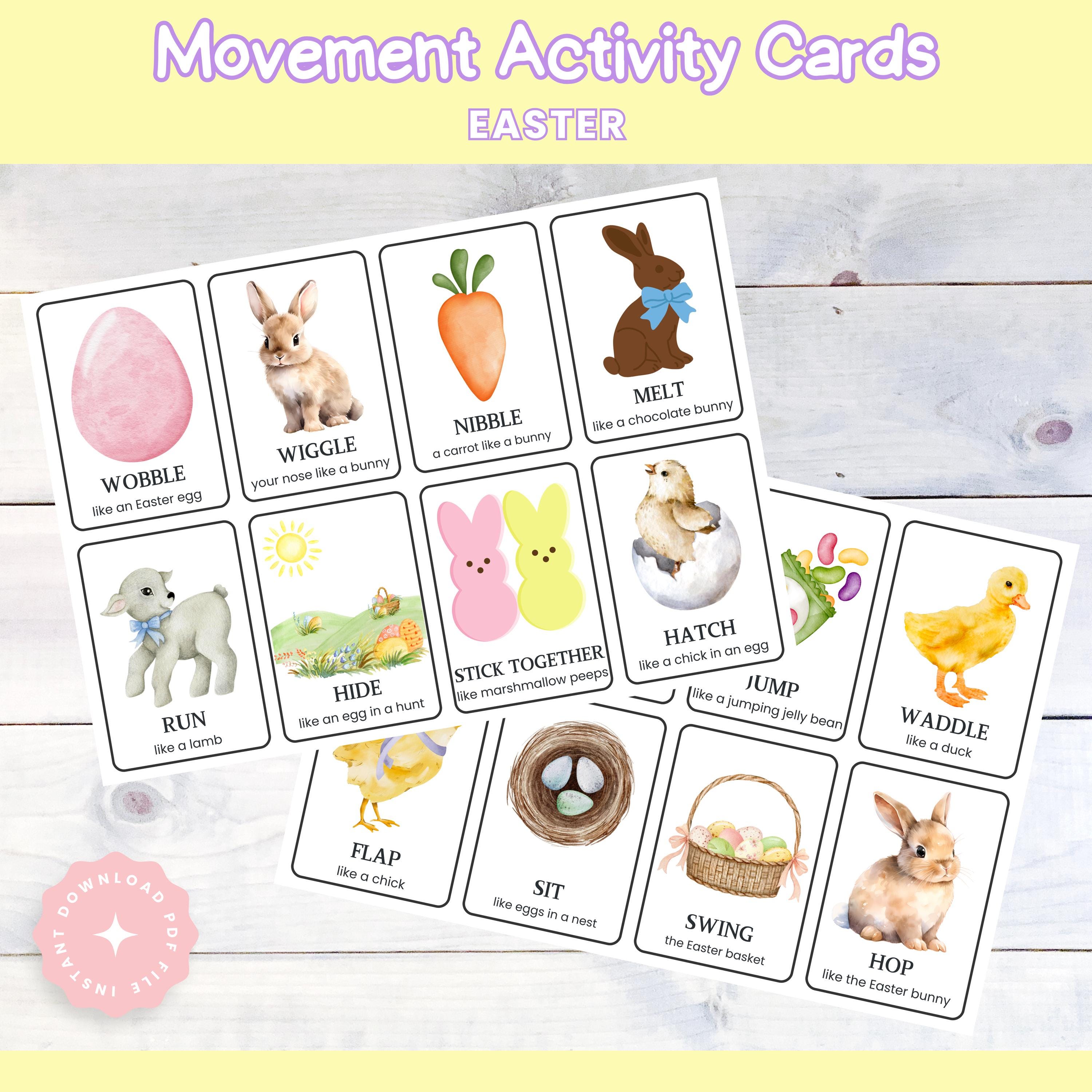 Easter Movement Cards: Spring Charades, Gross Motor Activity (digital ...