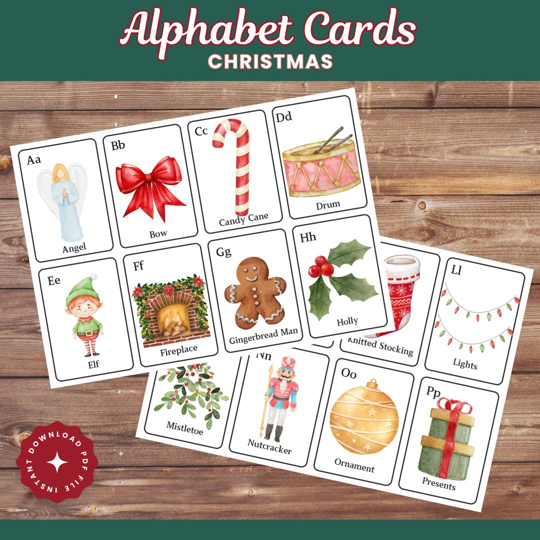 Christmas Alphabet Flash Cards: Holiday Learning Game (digital Download ...