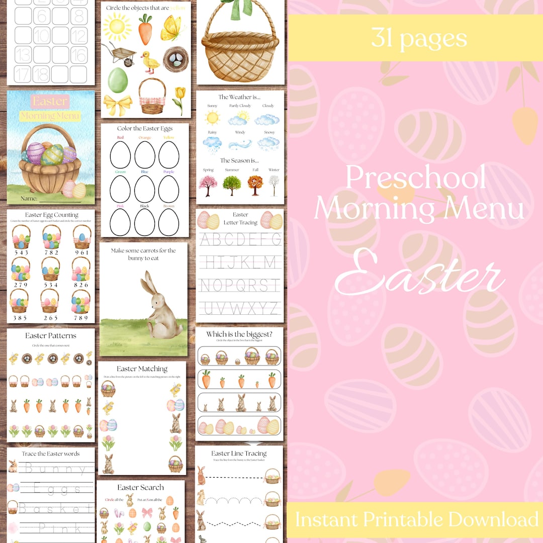 Easter Morning Menu: Toddler Busy Book, Prek Activity (digital Download ...