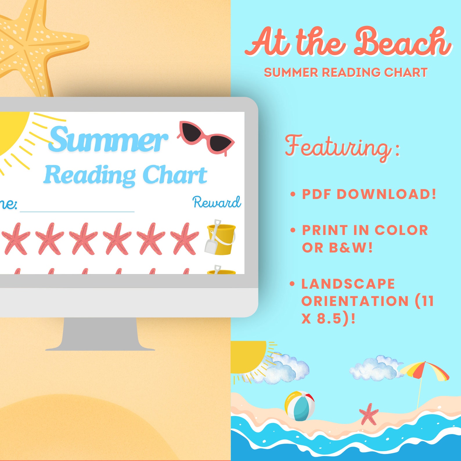 Summer Reading Chart for Kids, Summer Reading Log, Summer Reading Chart ...