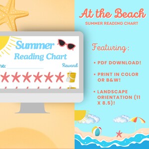 Summer Reading Chart for Kids, Summer Reading Log, Summer Reading Chart ...