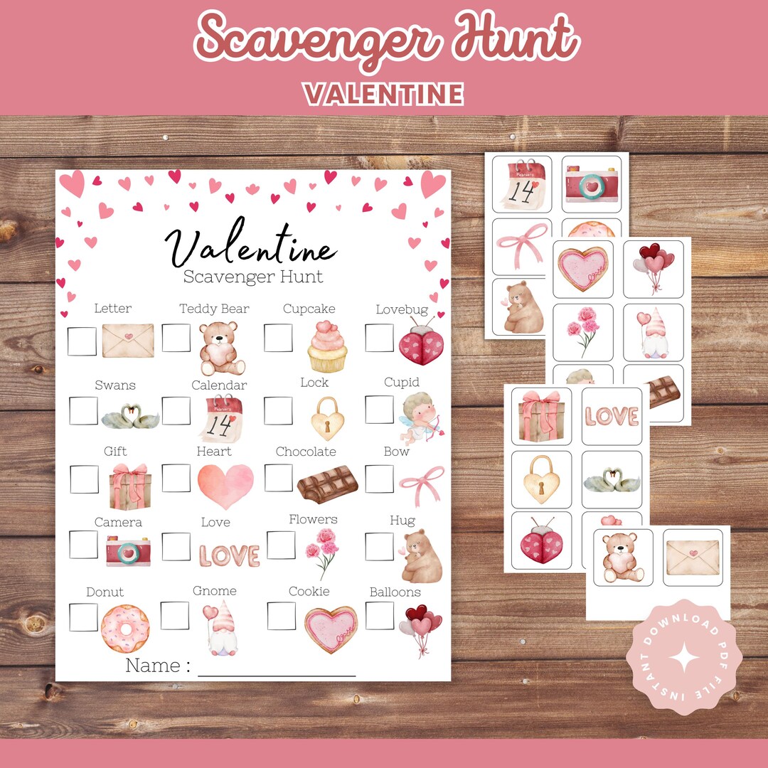 Valentine Photo Scavenger Hunt Game: Classroom or Home (digital ...