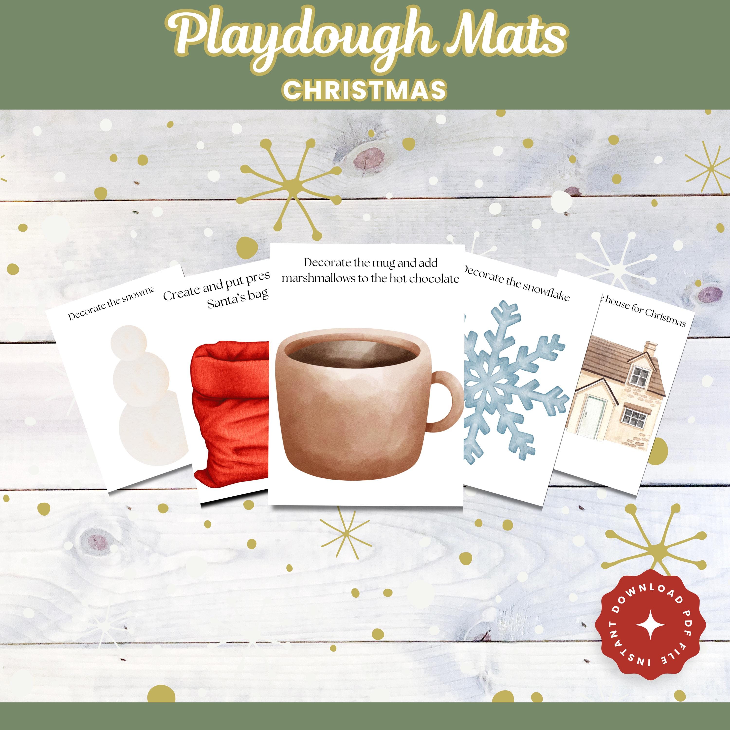 15 Christmas Playdough Mats, Printable Play Doh Mat, Busy Book, Snowman ...