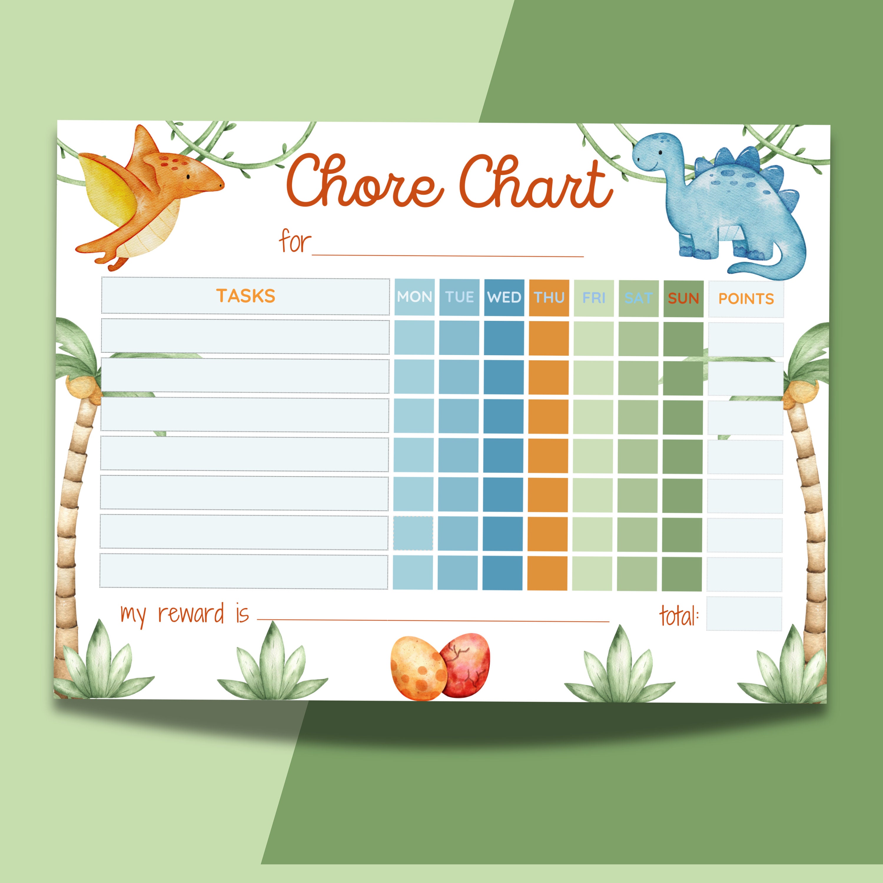 Dinosaur Chore Chart for Kids: Printable Weekly Routine (PDF) - Etsy