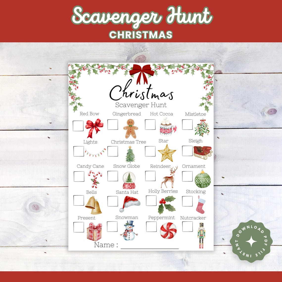 Christmas Scavenger Hunt, Christmas Activity Kids, Elf on the Shelf ...
