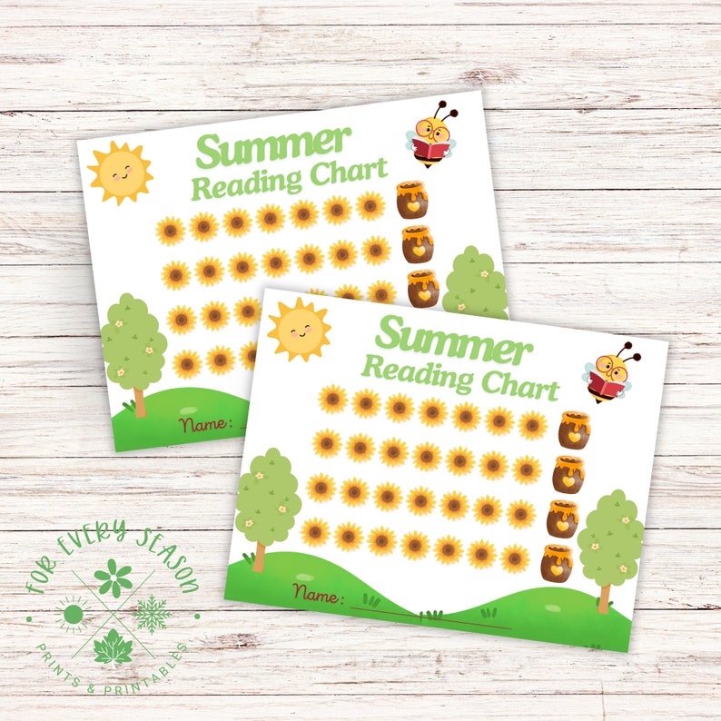 Summer Reading Chart for Kids, Summer Reading Log, Summer Reading Chart ...