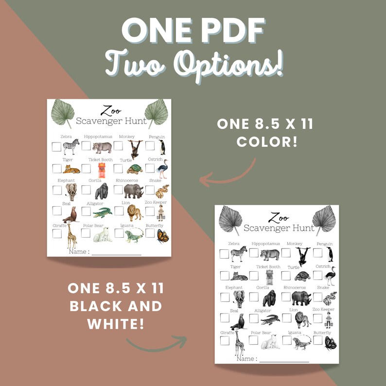 Zoo Scavenger Hunt for Kids: Summer Outdoor Activity (digital Download ...