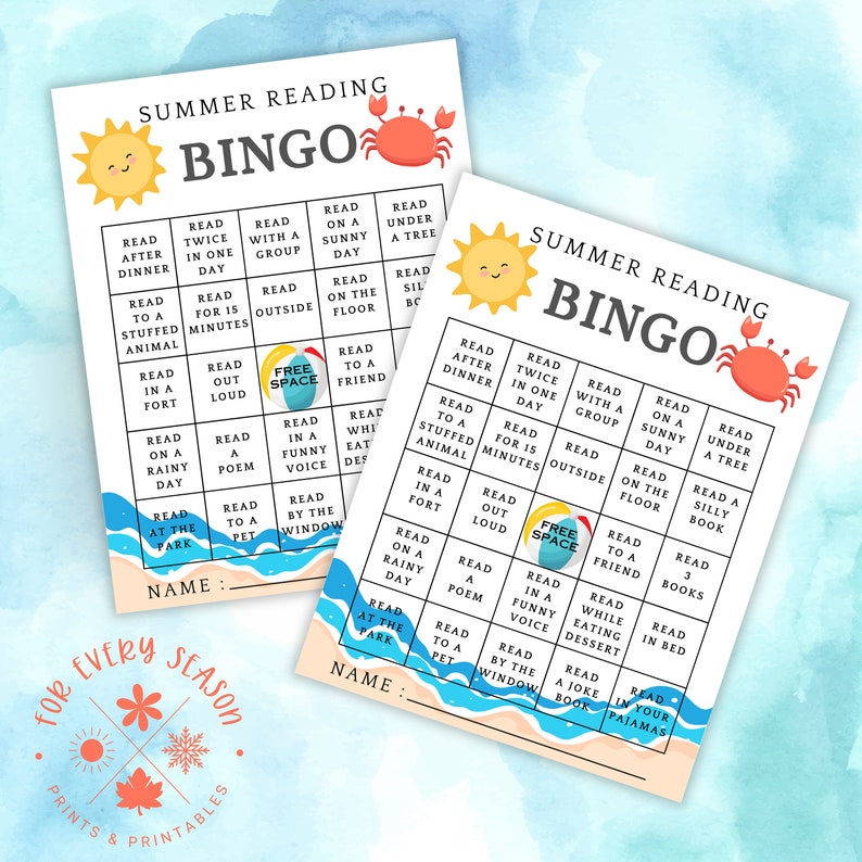 Summer Reading Bingo, Book Tracker, Reading Journal, Bingo Cards ...