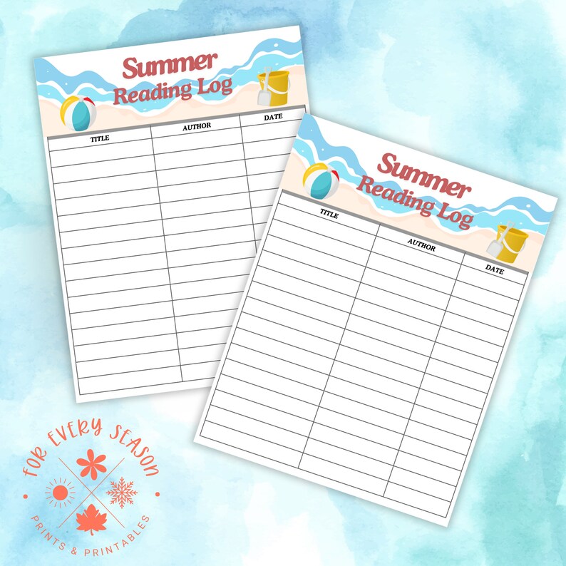 Summer Reading Log for Kids: Printable Book Tracker (PDF Download) - Etsy