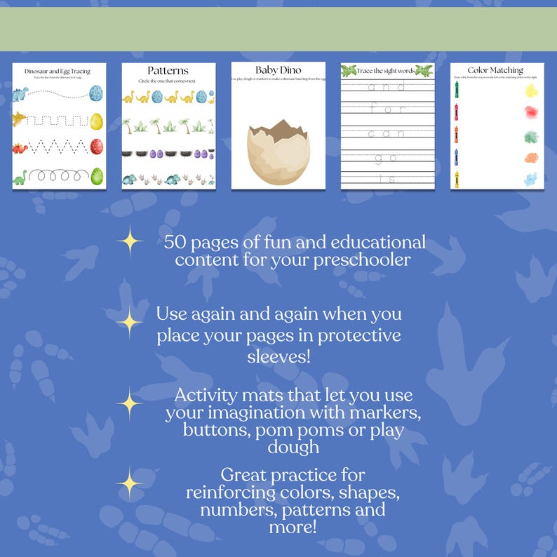 Dinosaur Preschool Morning Menu: 51 Page Toddler Busy Book (digital ...