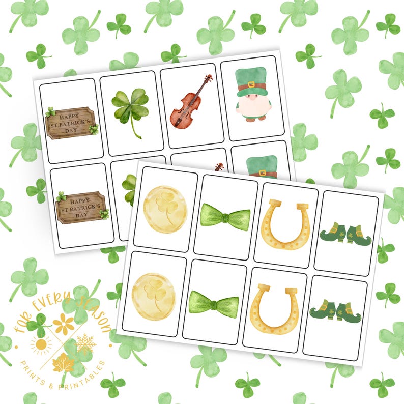 St Patrick's Day Memory Matching Game: Printable Flashcards (digital ...