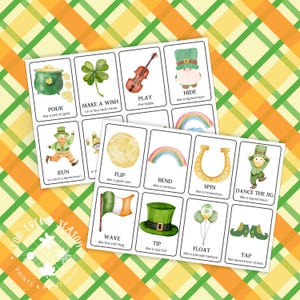 Movement Flash Cards, St. Patrick's Day Movement Cards, Flash Cards, St ...