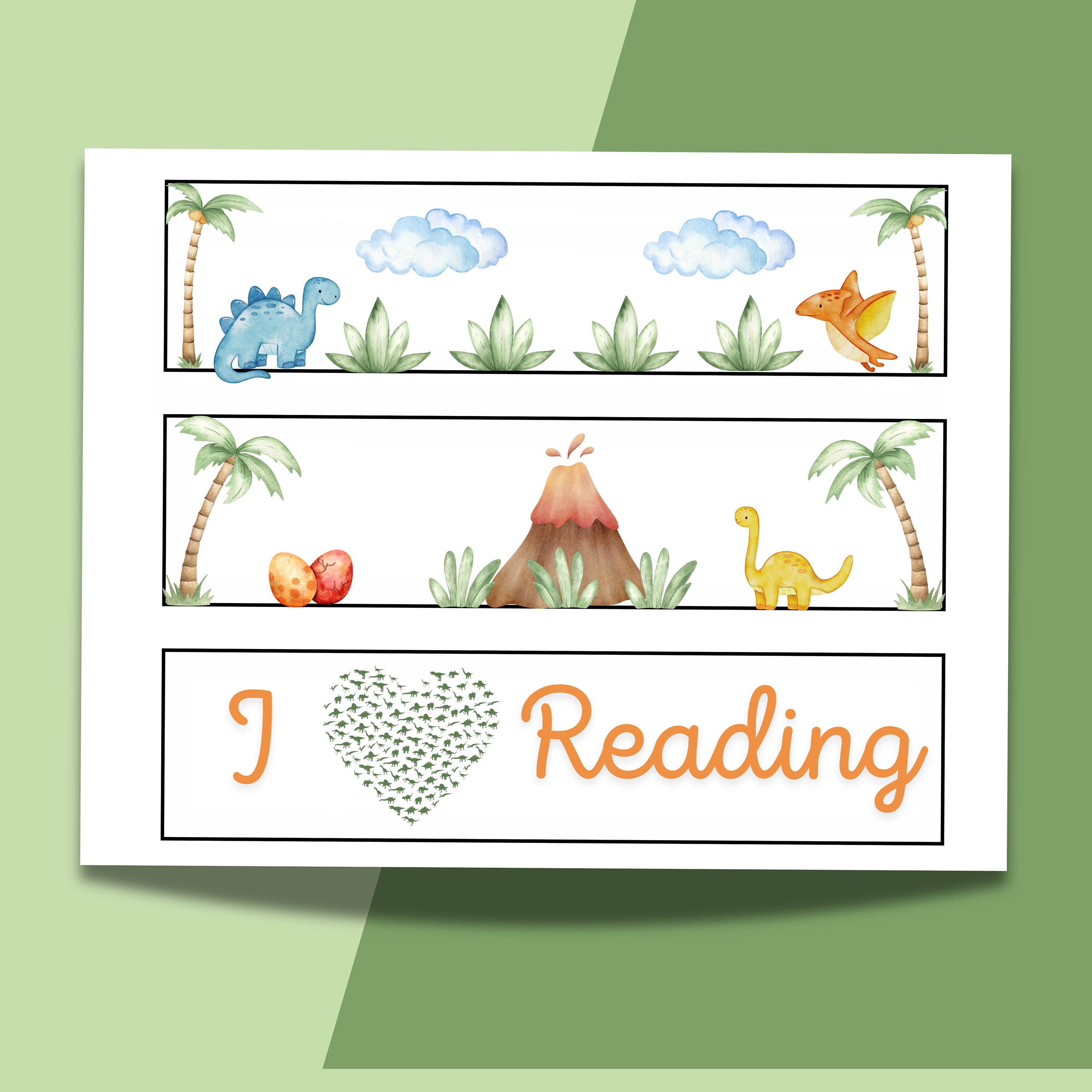 Dinosaur Printable Bookmarks for Kids: Reading Tracker (digital ...