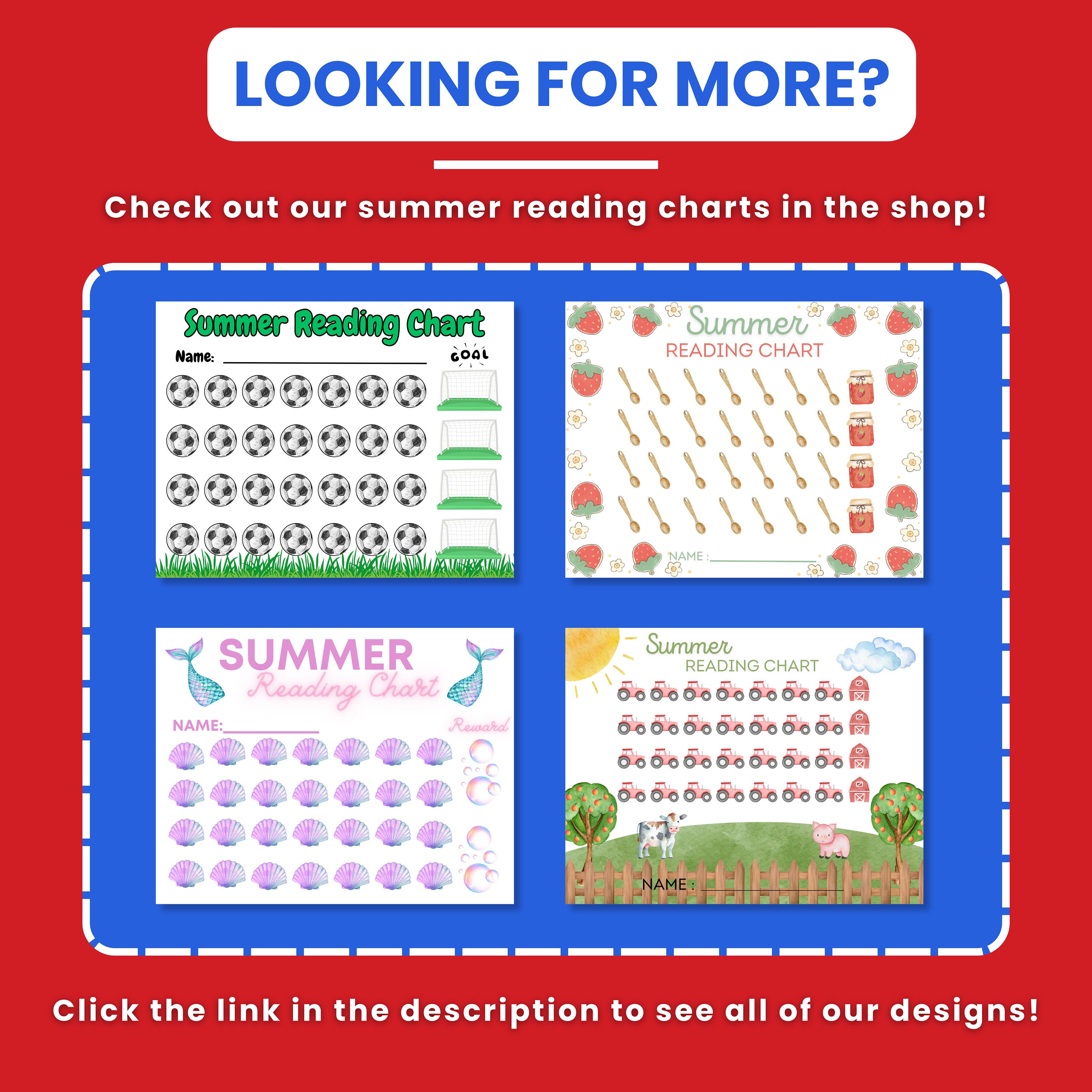 Summer Reading Chart for Kids, Summer Reading Log, Summer Reading Chart ...