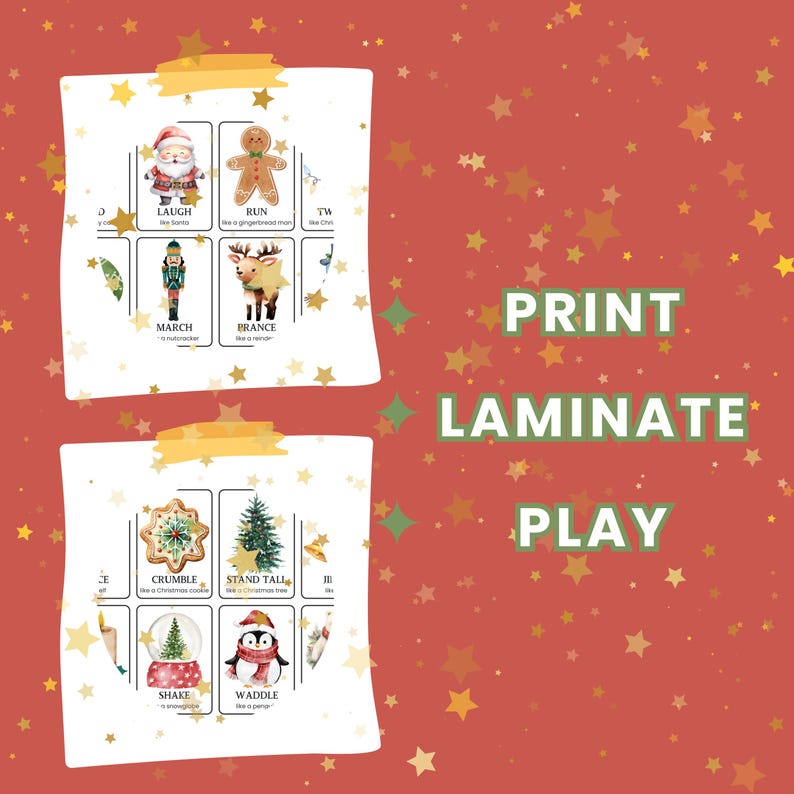 Christmas Movement Activity Cards: Holiday Charades (digital Download ...