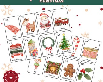 Christmas Alphabet Flash Cards: Holiday Learning Game (digital Download ...