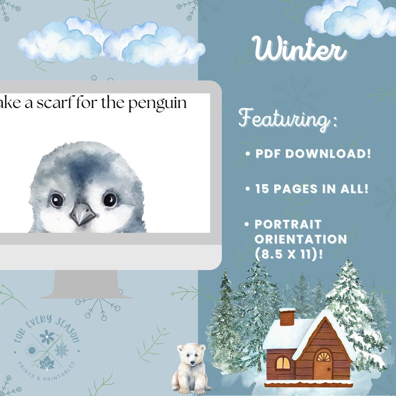 15 Winter Playdough Mats, Printable Play Doh Mat, Busy Book, Winter ...