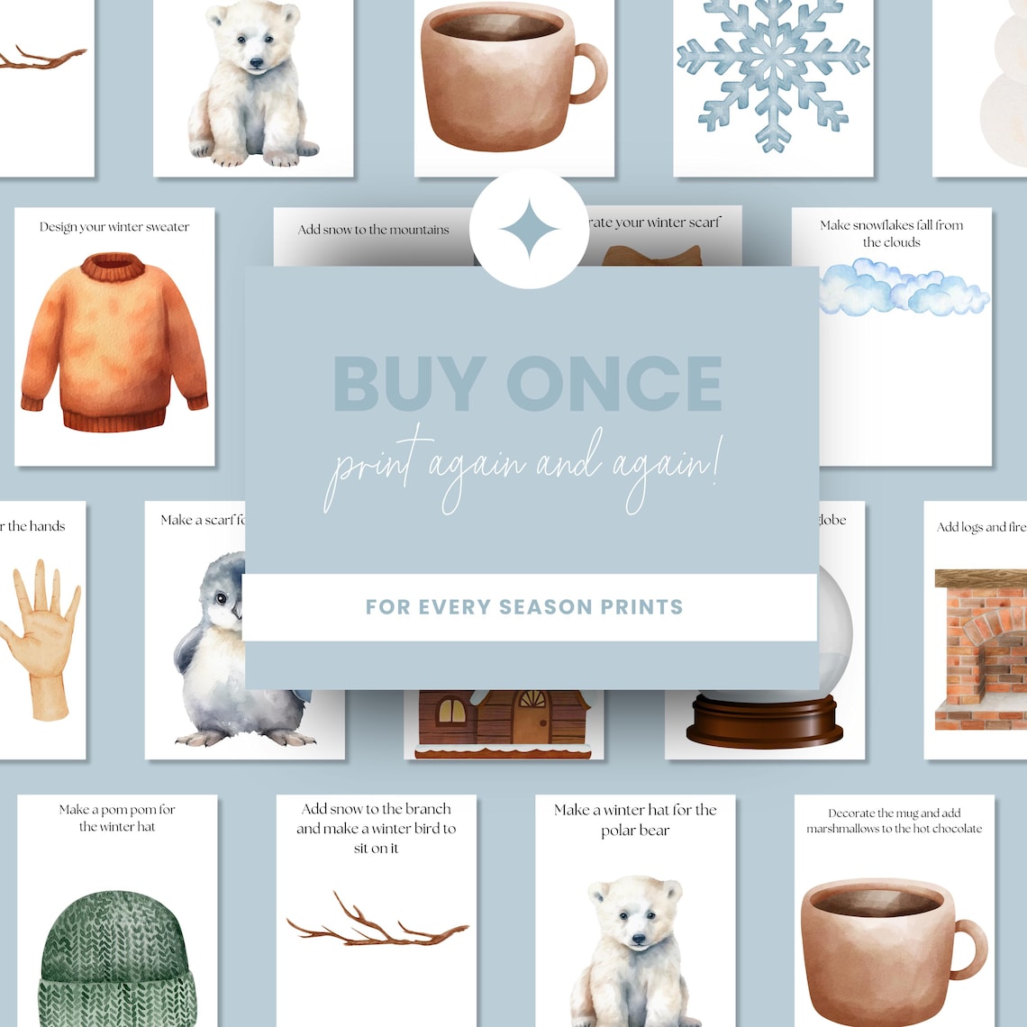 15 Winter Playdough Mats, Printable Play Doh Mat, Busy Book, Winter ...