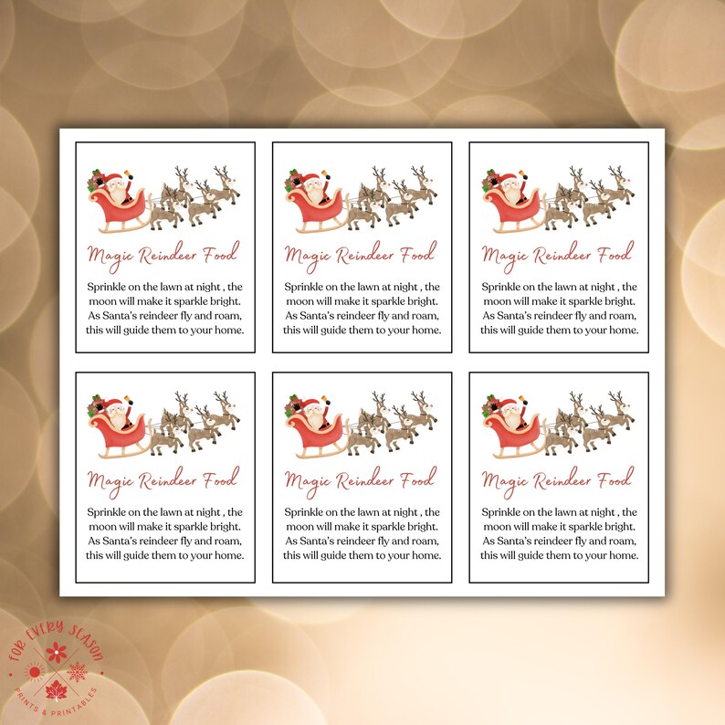 Reindeer Food Tag, Magical Reindeer Food, Reindeer Food Poem, Reindeer ...