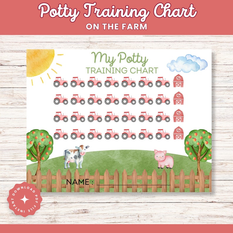 On the Farm Potty Training Chart: Kids Reward Tracker (digital Download ...