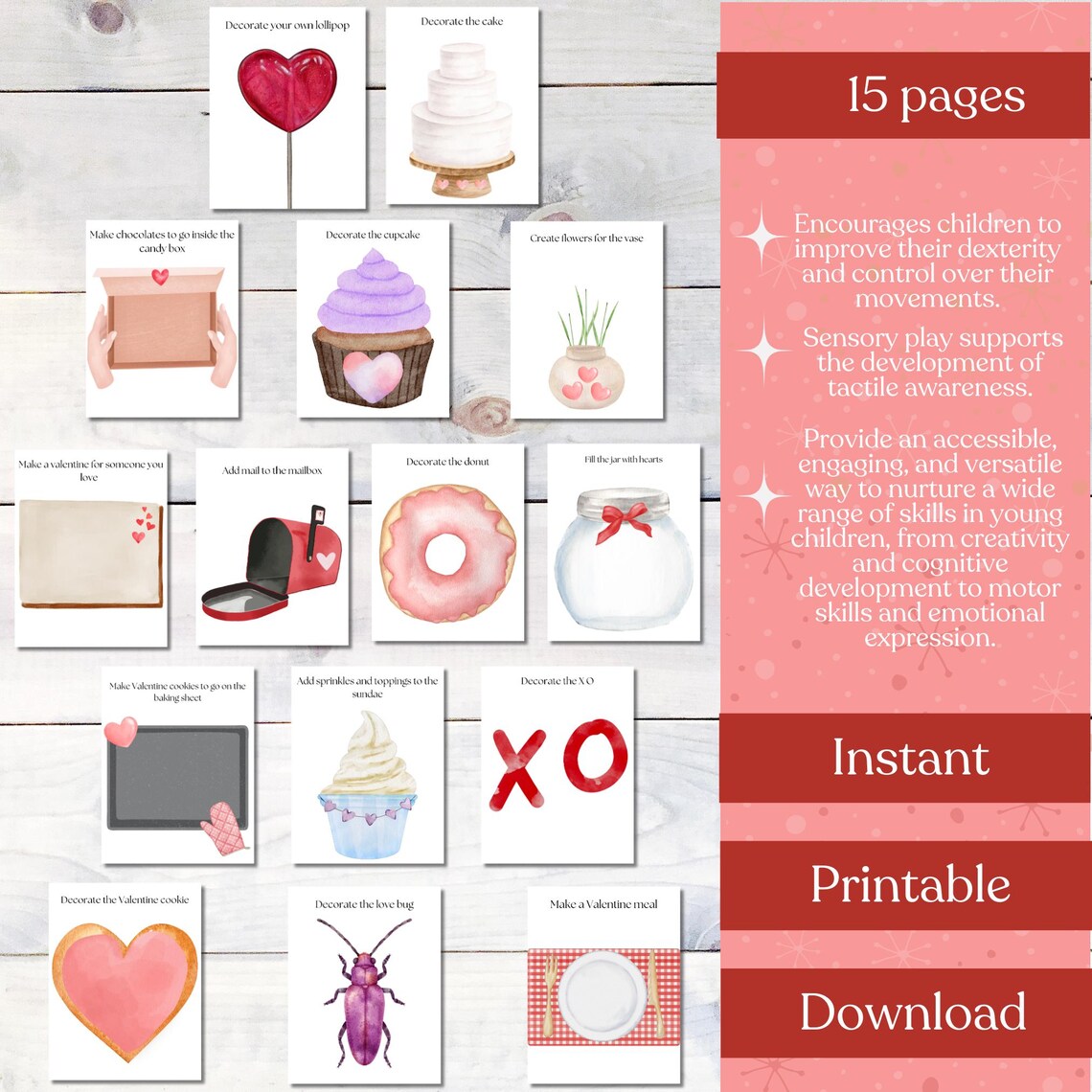 15 Valentine Playdough Mats, Printable Play Doh Mat, Busy Book ...