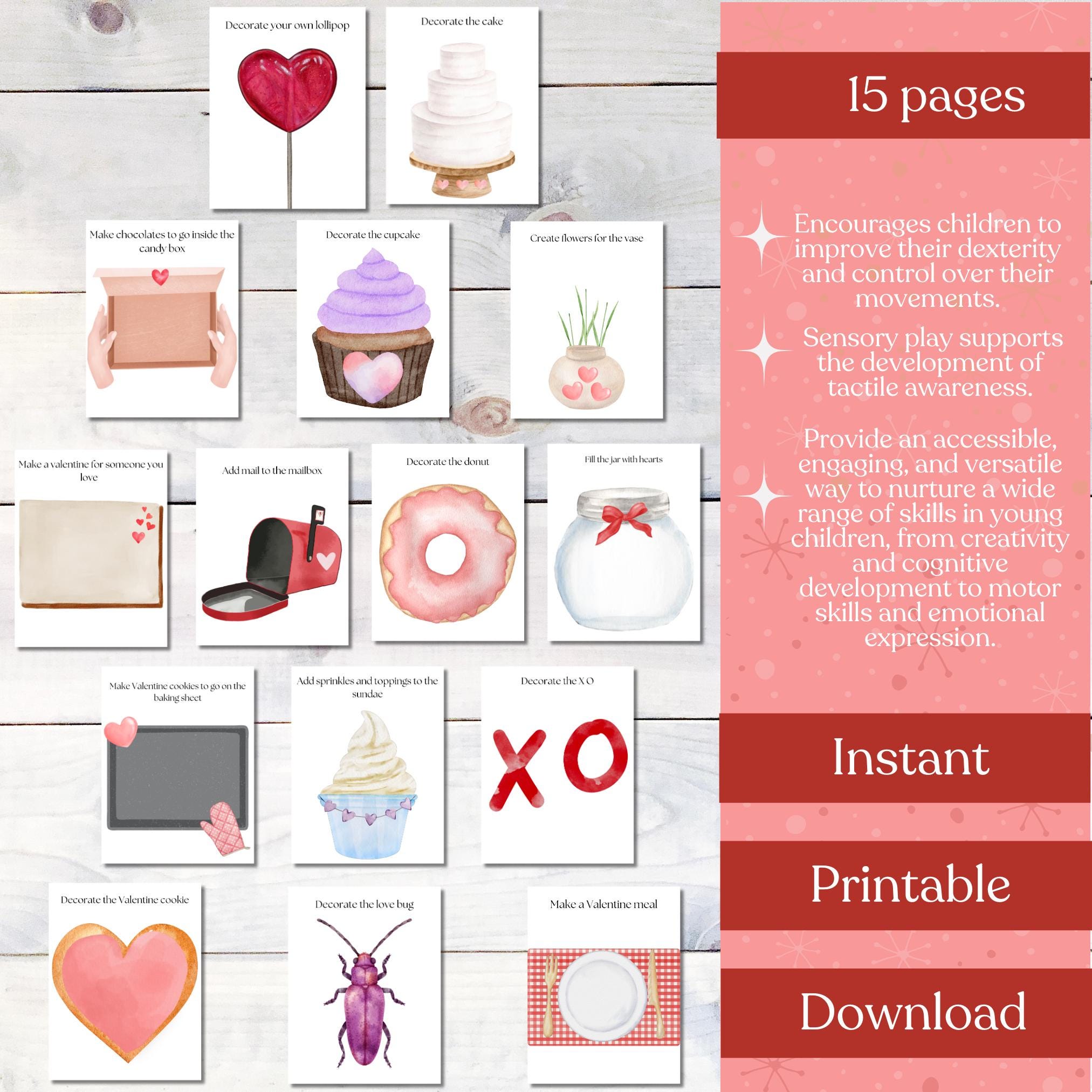 15 Valentine Playdough Mats, Printable Play Doh Mat, Busy Book ...