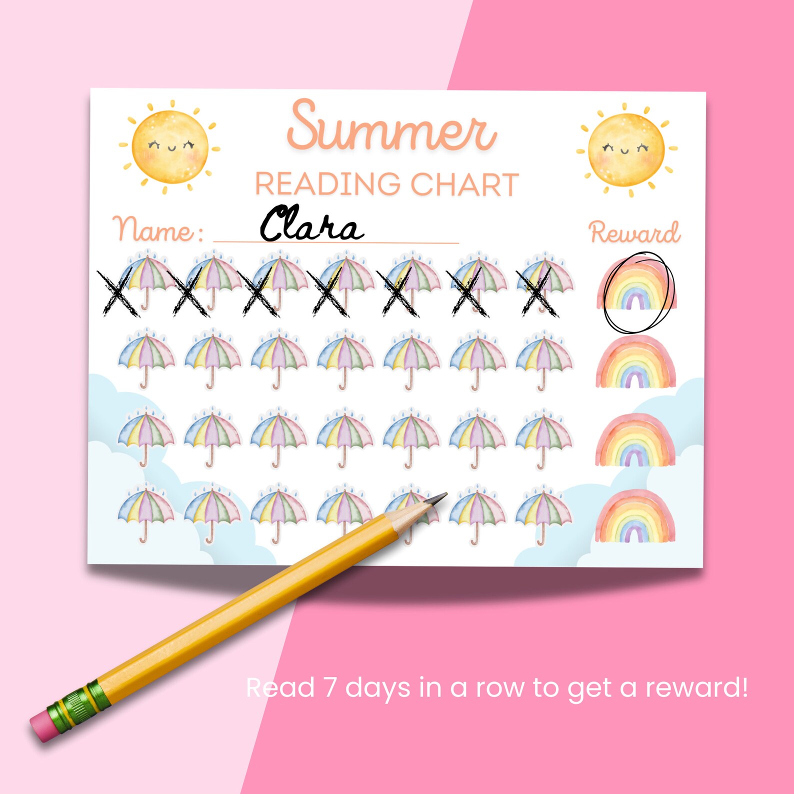 Summer Reading Chart for Kids, Summer Reading Log, Summer Reading Chart ...