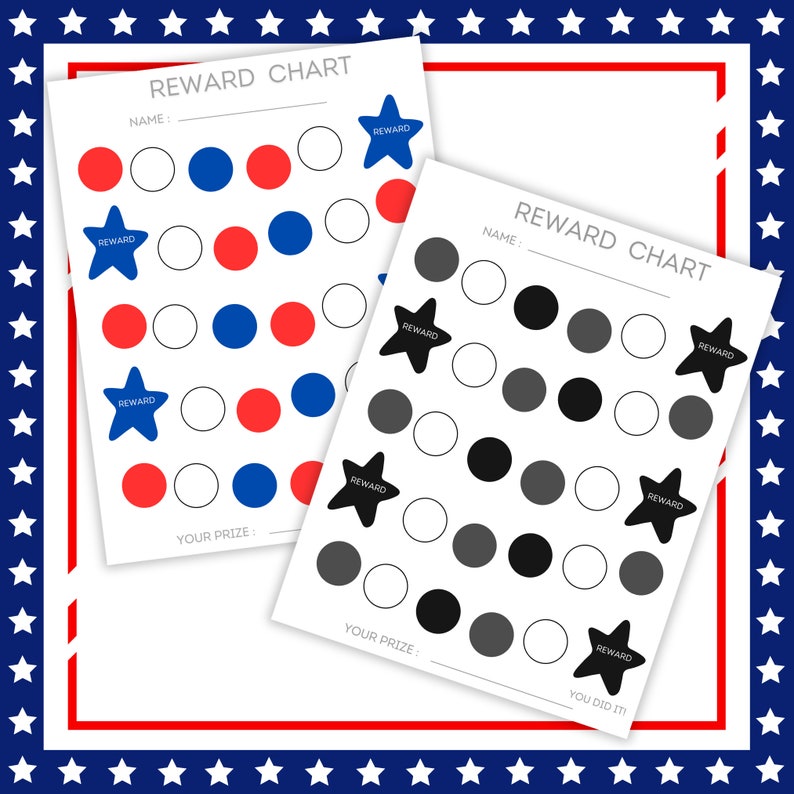 Patriotic Reward Chart for Kids: Toddler Chore Chart (digital Download ...