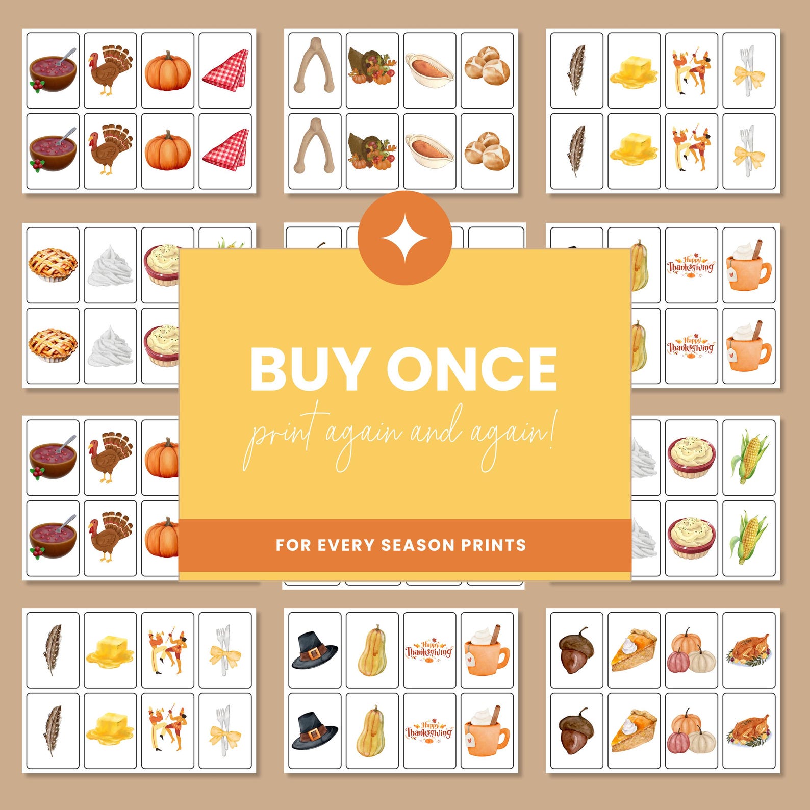 Thanksgiving Memory Matching Game: Printable Preschool Activity ...