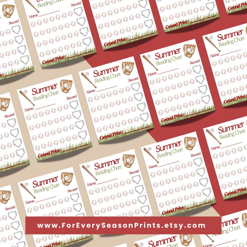 Baseball Summer Reading Chart for Kids (digital Download) - Etsy