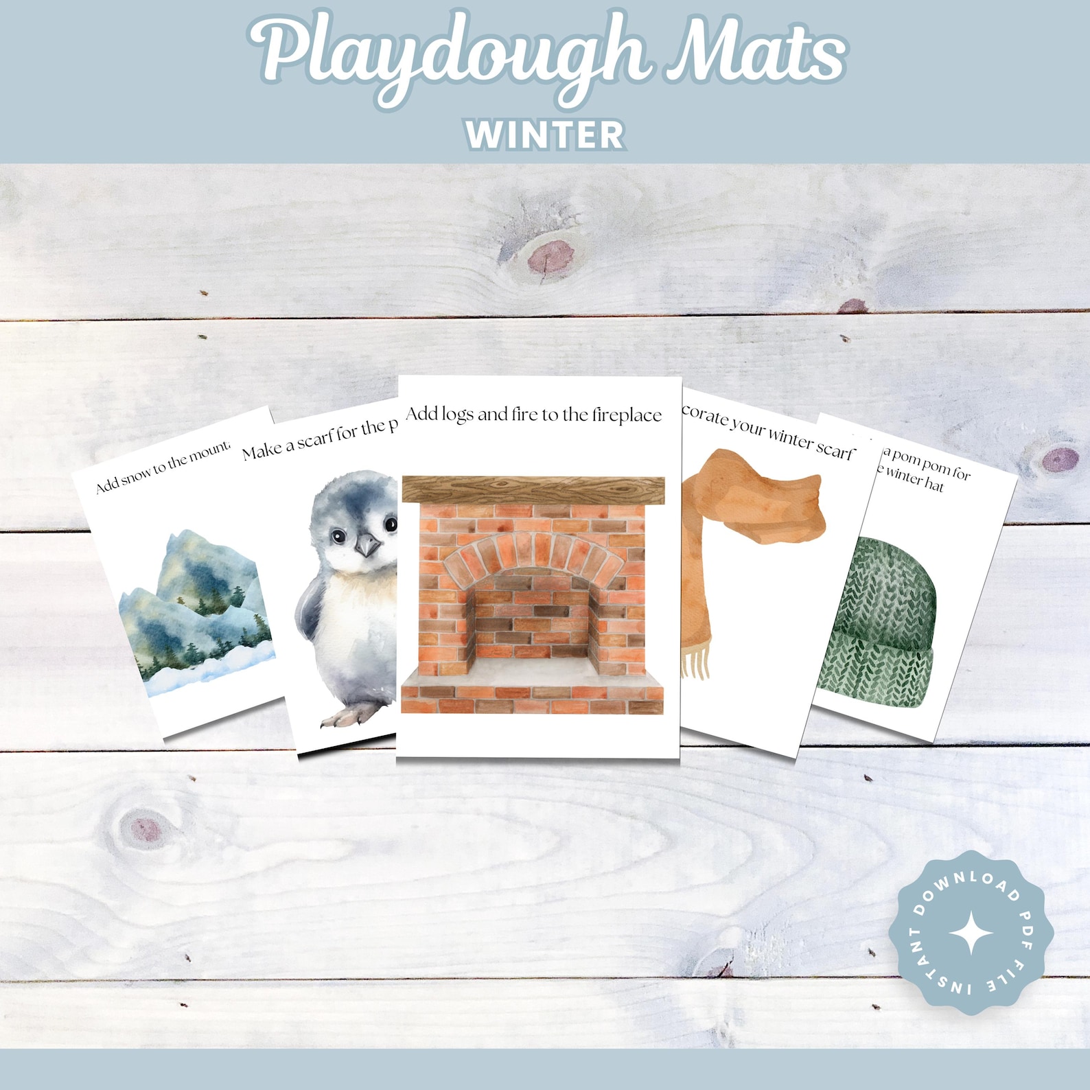 15 Winter Playdough Mats, Printable Play Doh Mat, Busy Book, Winter ...