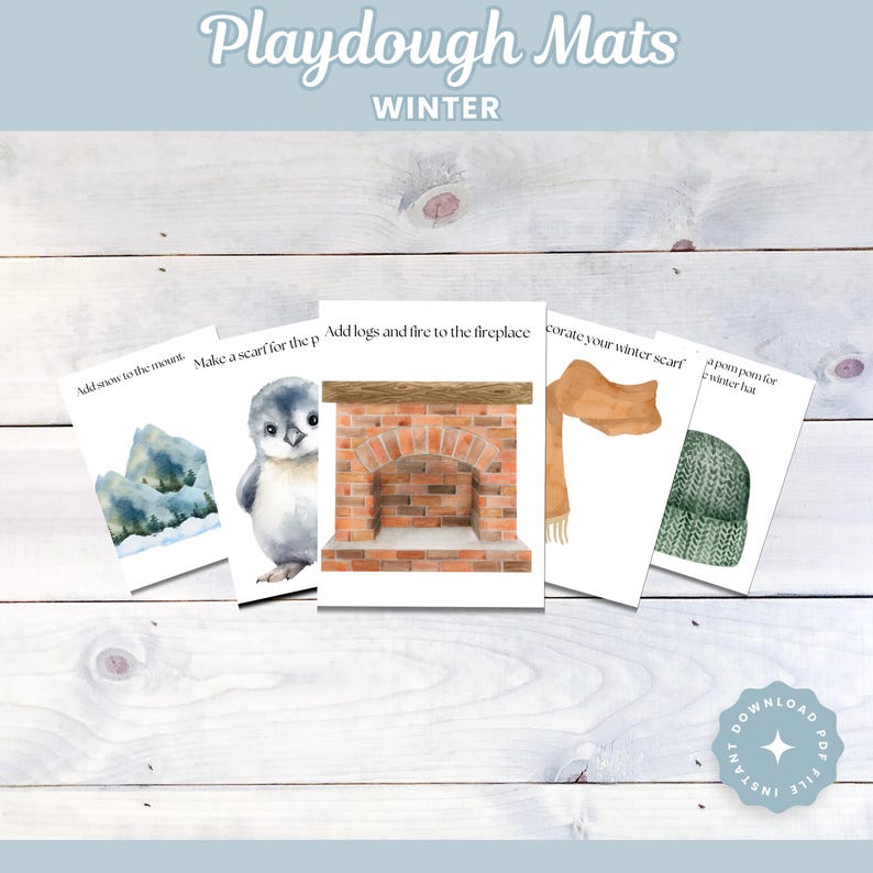 15 Winter Playdough Mats, Printable Play Doh Mat, Busy Book, Winter ...