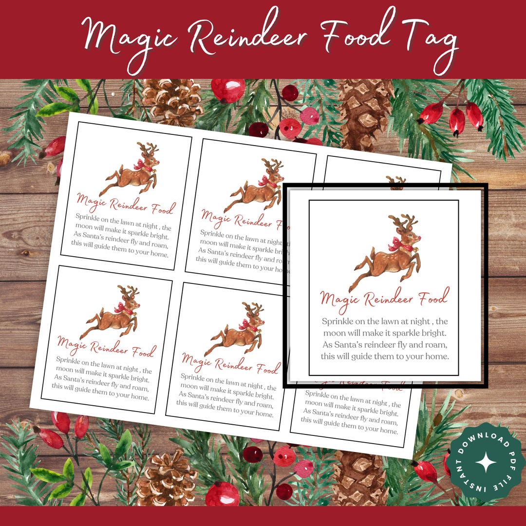 Magical Reindeer Food Tags: Christmas Eve Poem (digital Download) - Etsy
