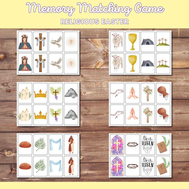 Religious Easter Memory Matching Game: Printable Flash Cards (digital ...