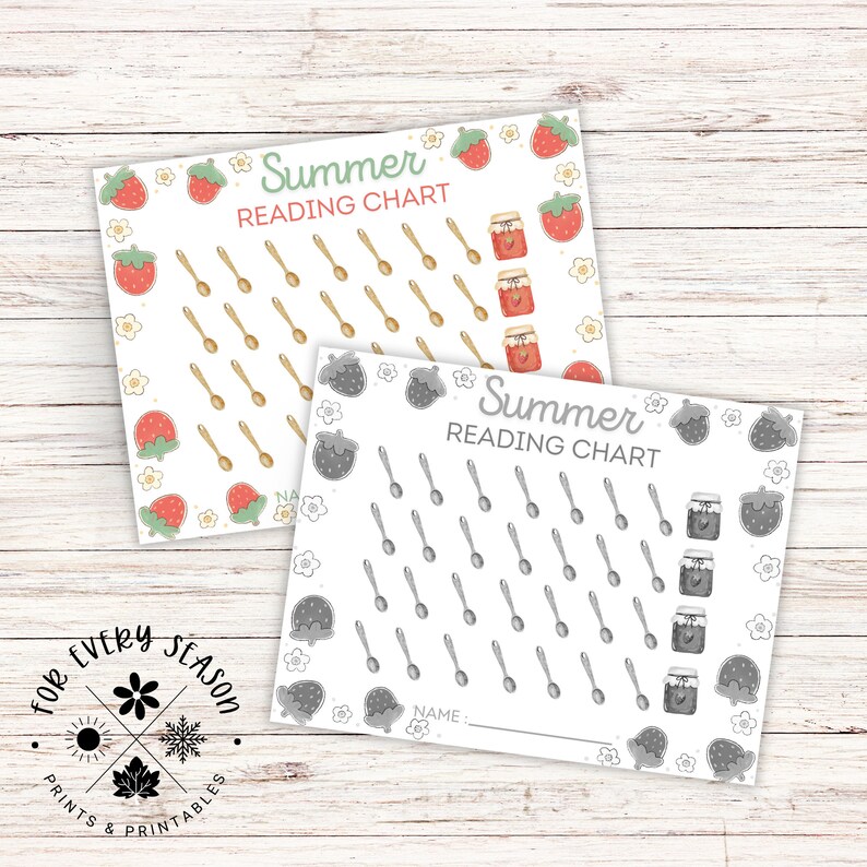 Summer Reading Chart for Kids, Summer Reading Log, Summer Reading Chart ...