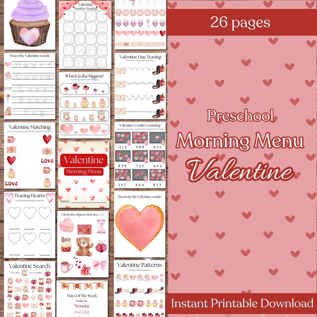 Valentine Morning Menu: Preschool Activity Book (digital Download) - Etsy