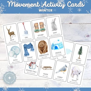 Movement Flash Cards, Winter Movement Cards, Flash Cards, Flash Cards ...