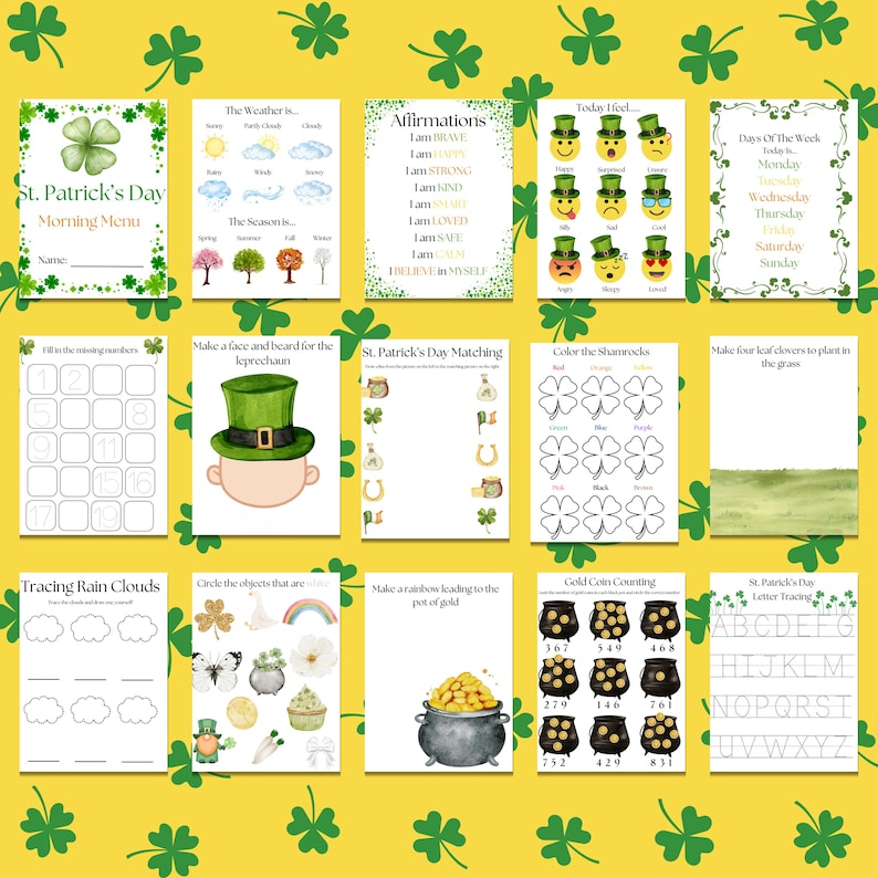 Prek Morning Menu, St. Patrick's Day Menu, Toddler Busy Book, Morning ...