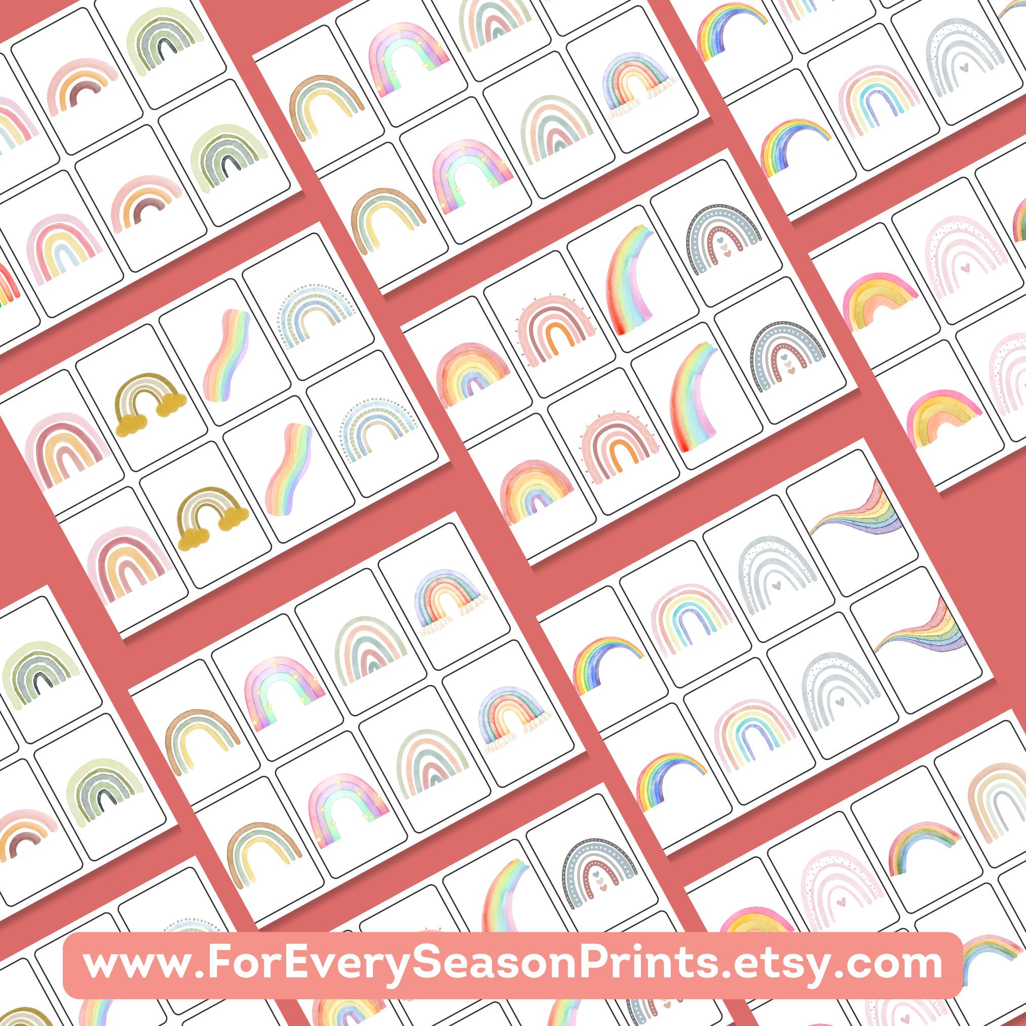 Rainbow Memory Matching Game: Printable Flash Cards (digital Download ...