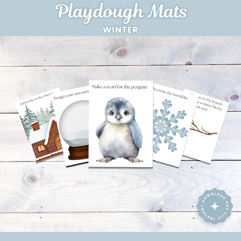 15 Winter Playdough Mats, Printable Play Doh Mat, Busy Book, Winter ...