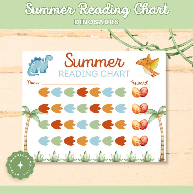 Summer Reading Chart for Kids, Summer Reading Log, Summer Reading Chart ...