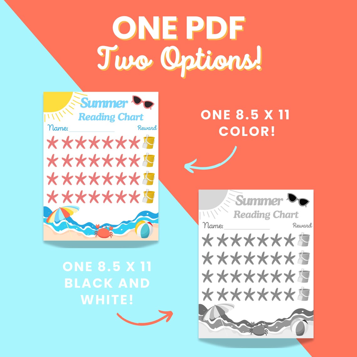 Summer Reading Chart for Kids, Summer Reading Log, Summer Reading Chart ...