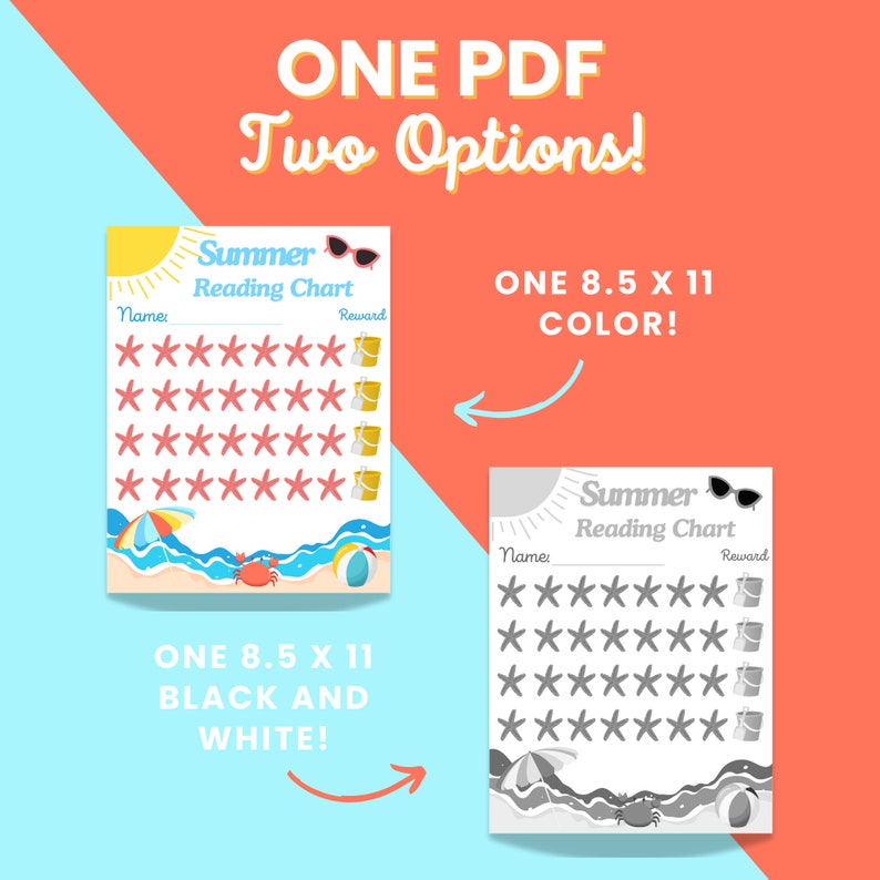 Summer Reading Chart for Kids, Summer Reading Log, Summer Reading Chart ...