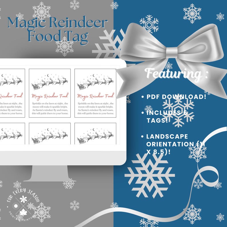 Reindeer Food Tag, Magical Reindeer Food, Reindeer Food Poem, Reindeer ...