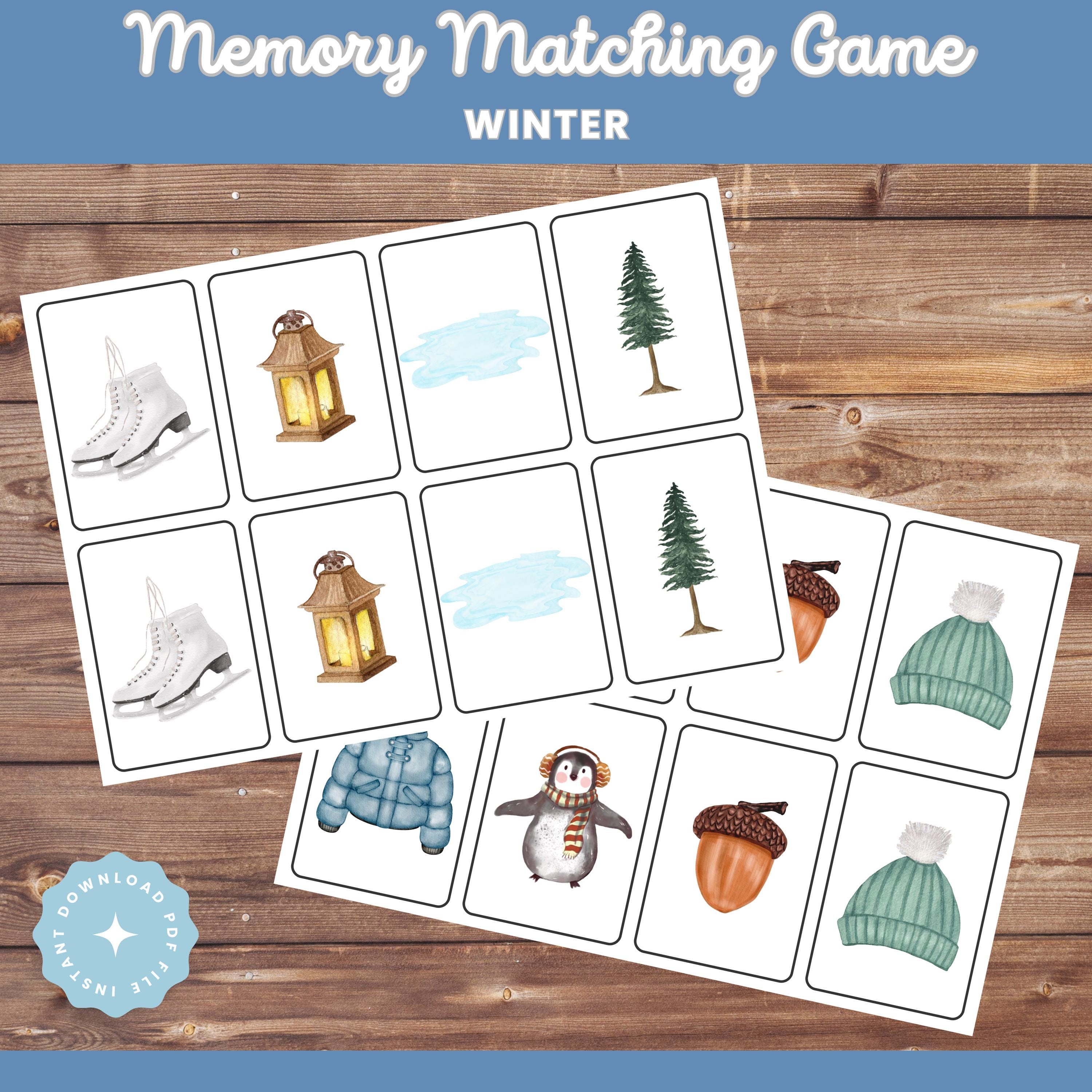 Winter Memory Matching Game: Printable Flashcards for Kids (PDF) - Etsy