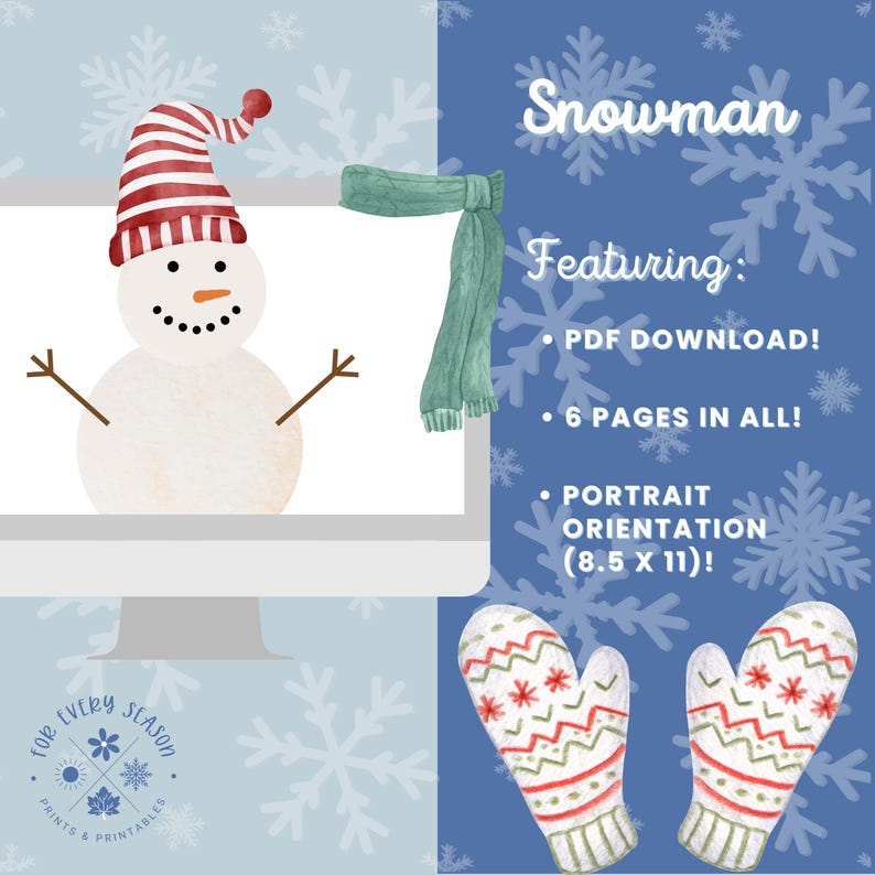 Printable Snowman Dress up Activity: DIY Winter Craft (digital Download ...